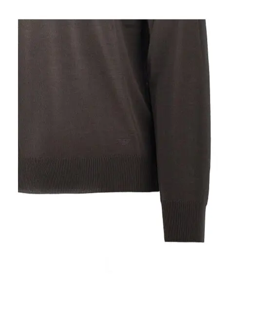 Emporio Armani Pullover Essential In Virgin Wool With Ribbed Trims