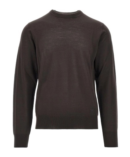 Emporio Armani Pullover Essential In Virgin Wool With Ribbed Trims - No