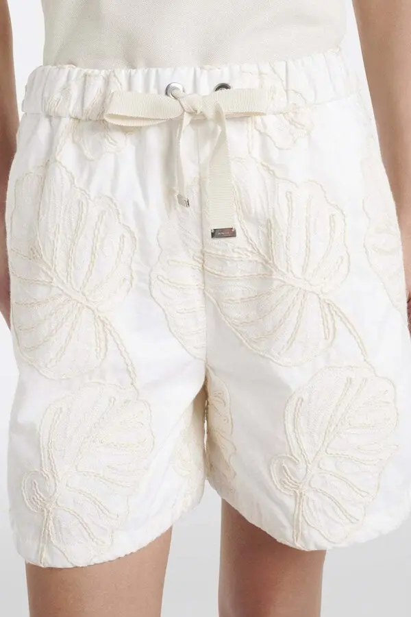 Moncler Leaf Printed Drawstring Shorts