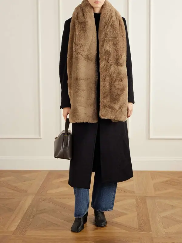 Max Mara Satin And Plush-trimmed Scarf