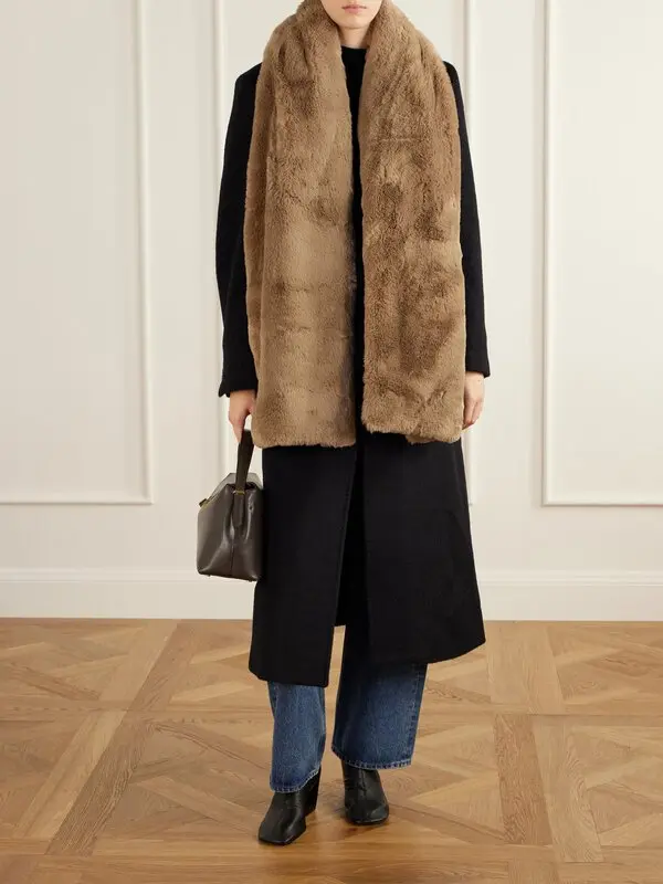 Max Mara Piacere Quilted Shell-trimmed Plush Scarf - Brown