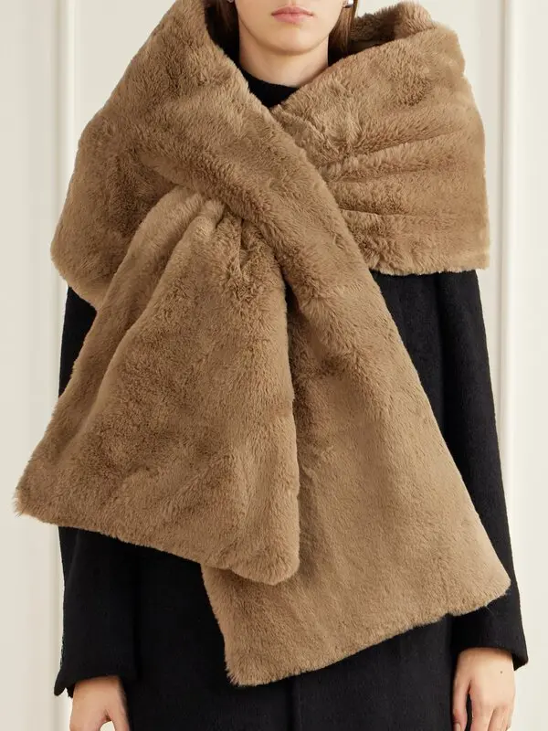 Max Mara Piacere Quilted Shell-trimmed Plush Scarf - Brown