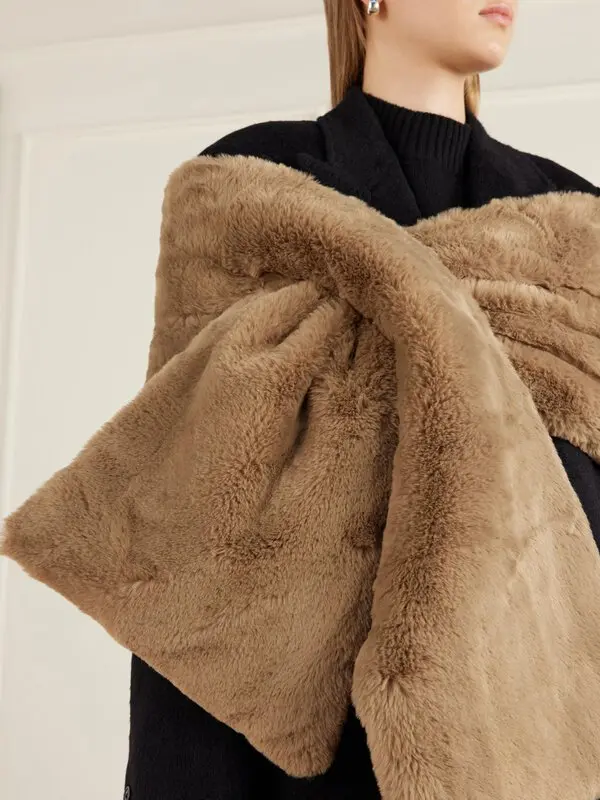 Max Mara Piacere Quilted Shell-trimmed Plush Scarf - Brown