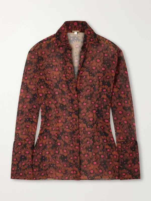 CALA DE LA CRUZ Floral-print Chiffon Shirt