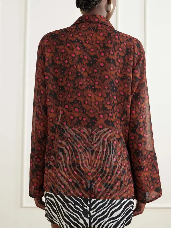 CALA DE LA CRUZ Floral-print Chiffon Shirt