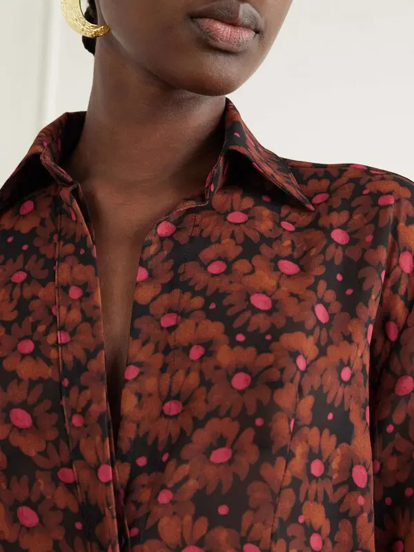 CALA DE LA CRUZ Floral-print Chiffon Shirt