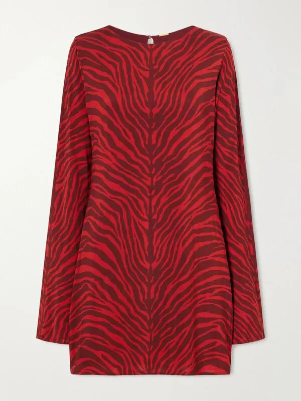 CALA DE LA CRUZ Maisha Animal-print Stretch-jersey Mini Dress - Red