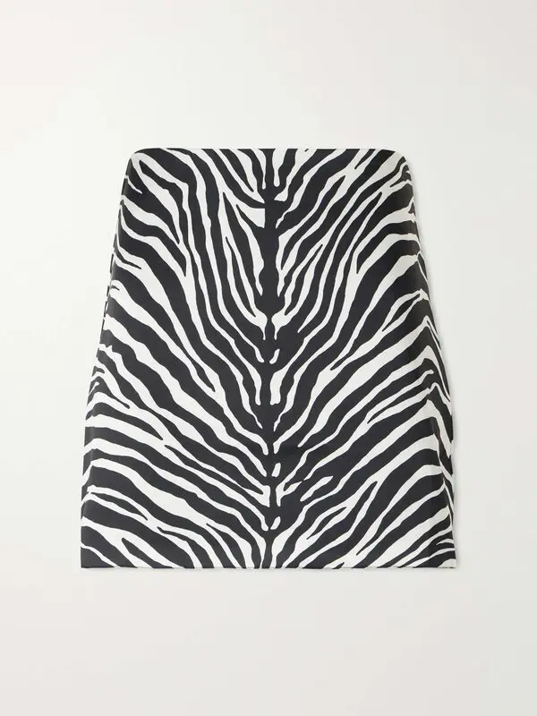 CALA DE LA CRUZ Zebra-print Crepe Mini Skirt