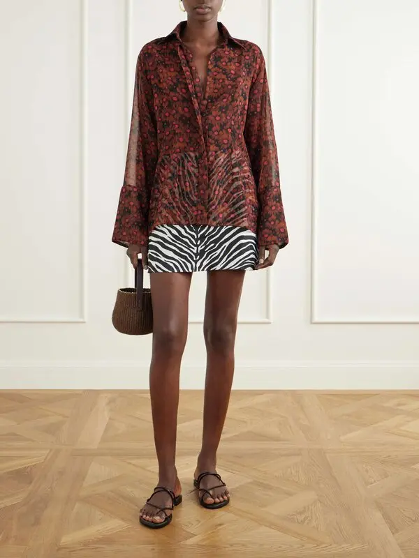 CALA DE LA CRUZ Zebra-print Crepe Mini Skirt