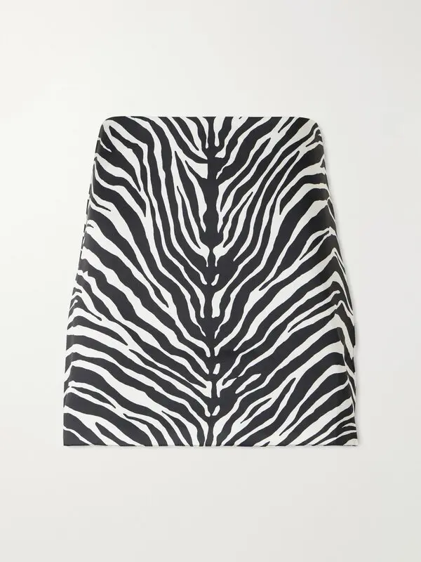 CALA DE LA CRUZ Zebra-print Crepe Mini Skirt - Black