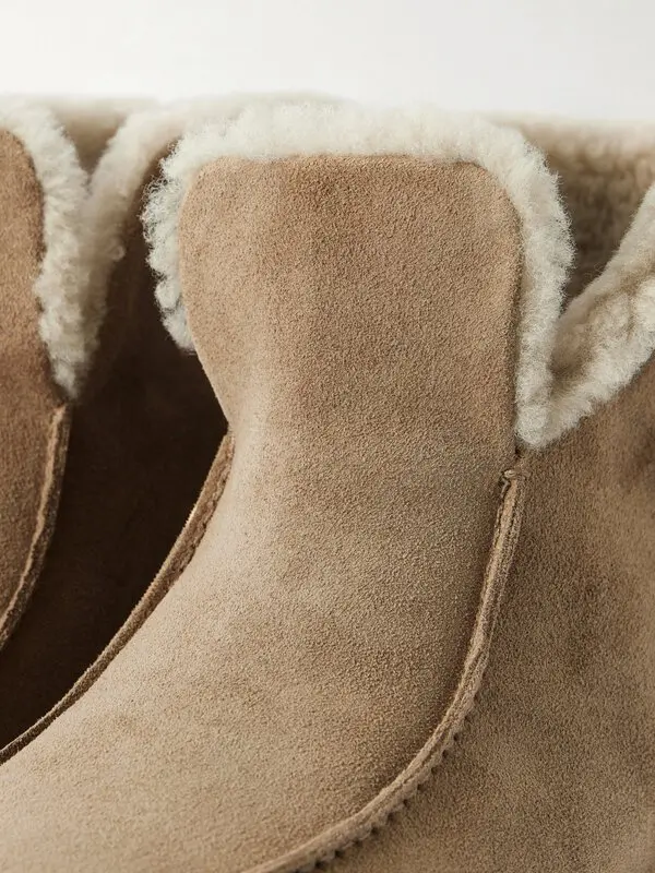 Legres Suede Ankle Boots With Shearling Trim