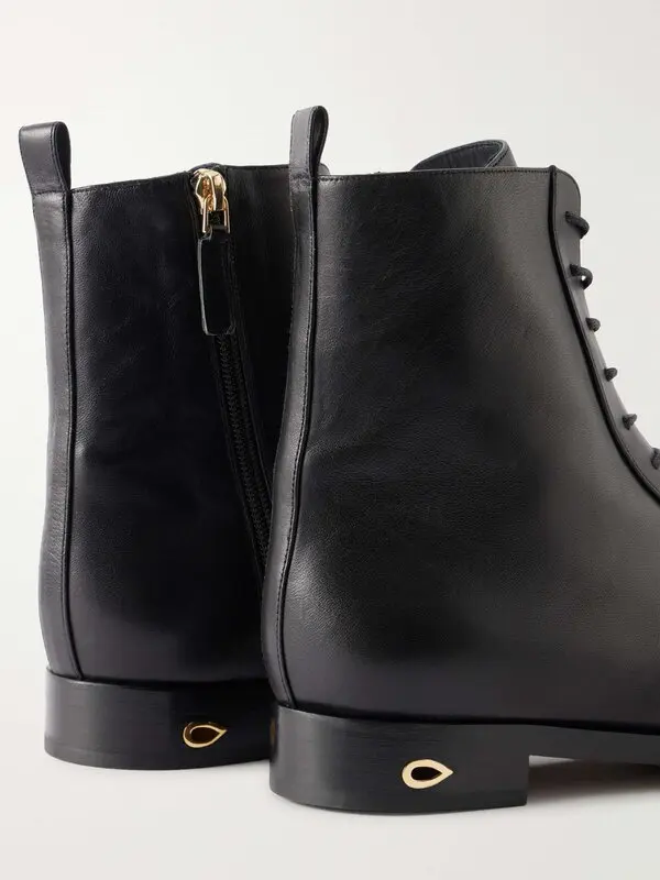 Jennifer Chamandi Brando Patent Leather-trimmed Leather Ankle Boots