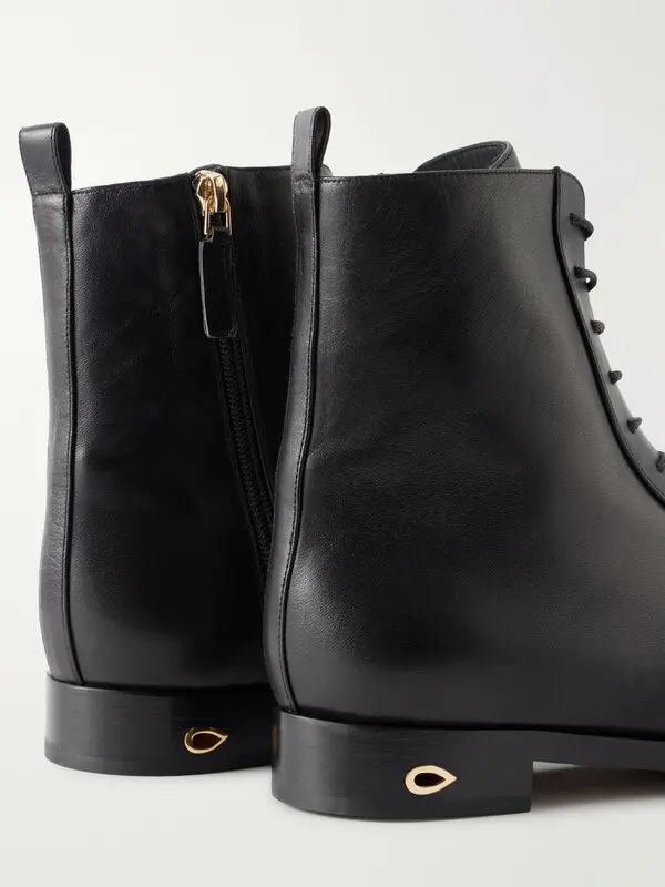 Jennifer Chamandi Brando Patent Leather-trimmed Leather Ankle Boots