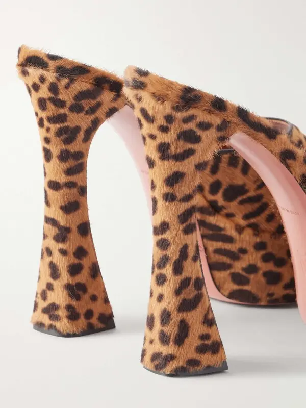 Amina Muaddi Dalida 140 Leopard-print Calf Hair Sandals