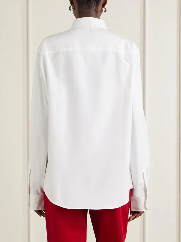 AMI Paris Embroidered Cotton Oxford Shirt