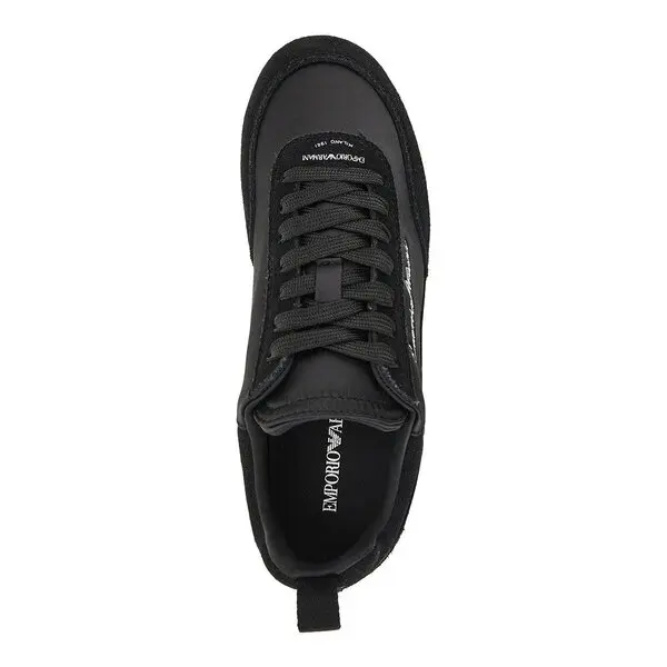 Emporio Armani Satin And Suede Leather Sneakers