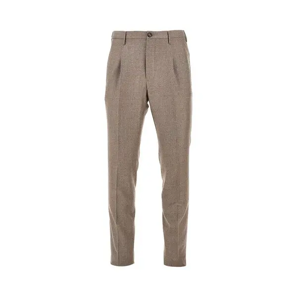 Incotex Pattern Super 100's Wool Pants - Brown