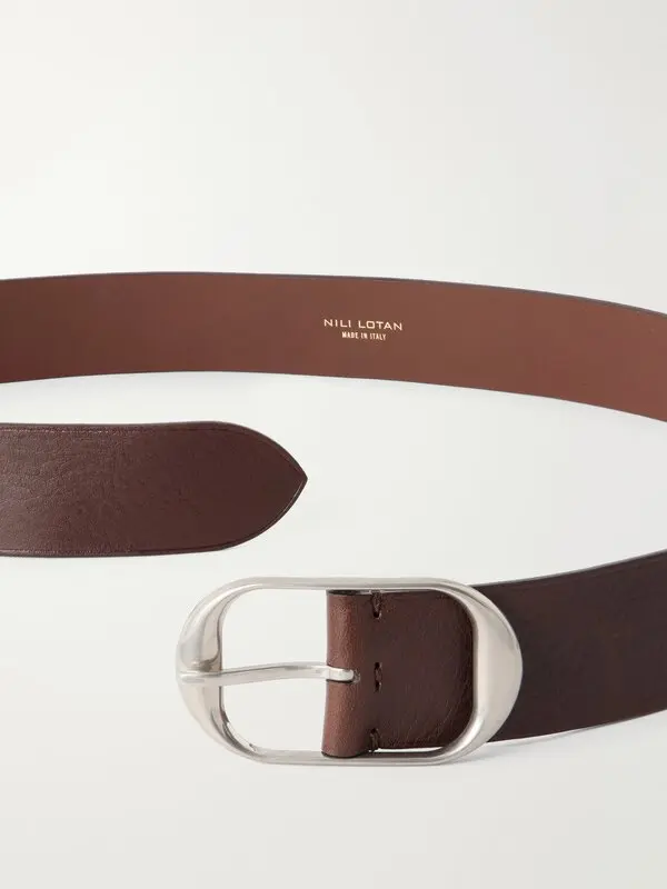 NILI LOTAN Leather Belt - Brown
