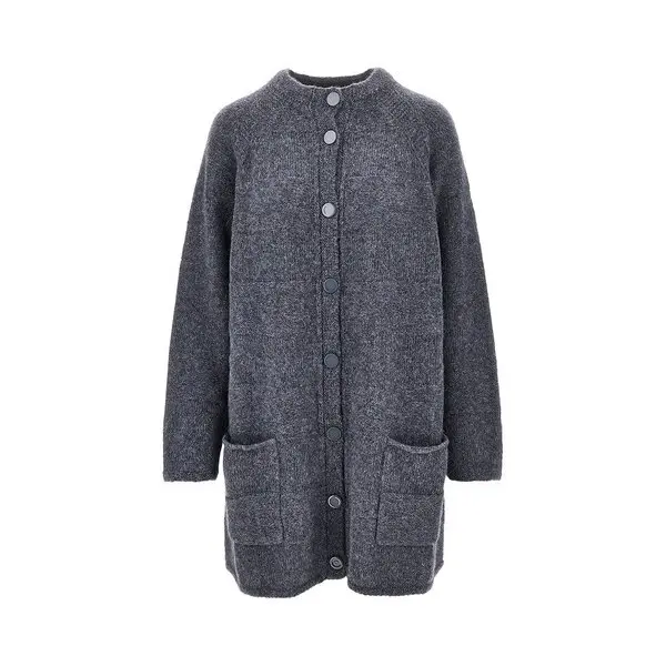 Emporio Armani Alpaca-blend Long Cardigan - Grey