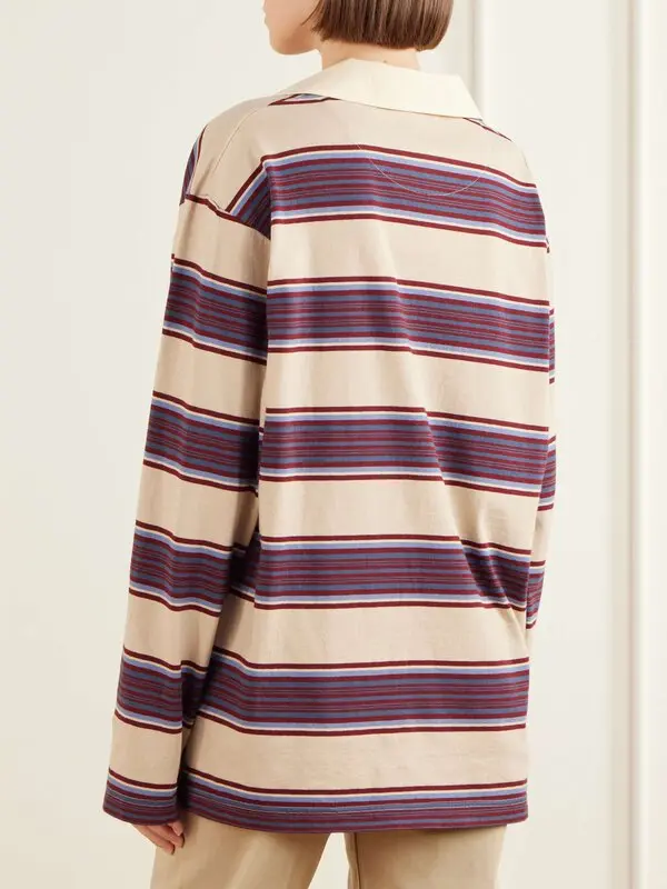 SANDERLAK Striped Cotton-jersey Polo Shirt
