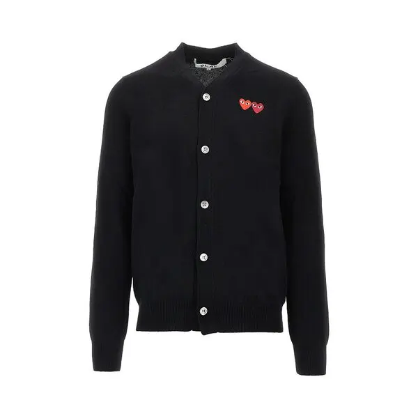 Play Comme Des Garcon Hearts Patches Wool Cardigan An