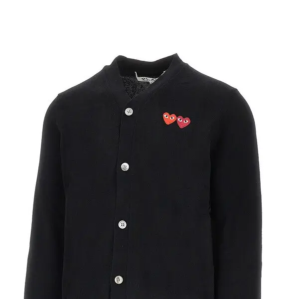 Play Comme Des Garcon Hearts Patches Wool Cardigan An