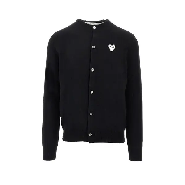 Play Comme Des Garcon Wool Cardigan With Heart Patch An