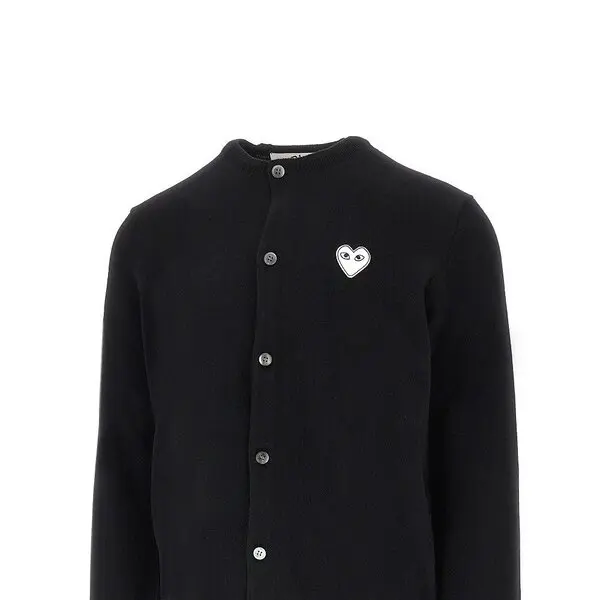 Play Comme Des Garcon Wool Cardigan With Heart Patch An