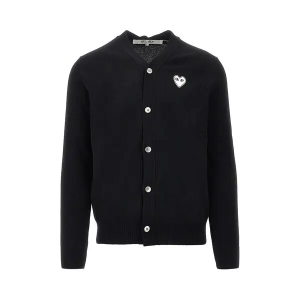 Play Comme Des Garcon Heart Patch Wool Cardigan An