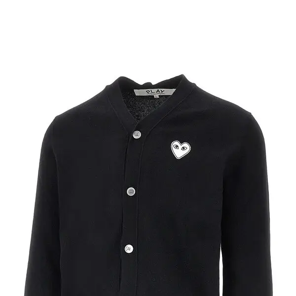 Play Comme Des Garcon Heart Patch Wool Cardigan An