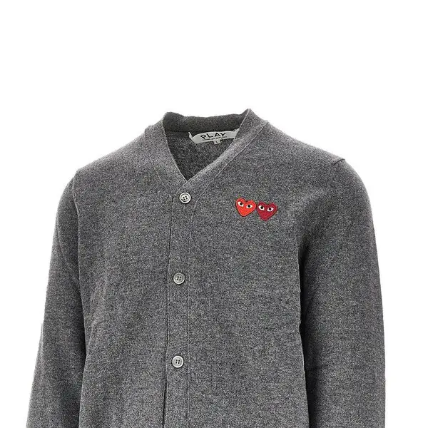 Play Comme Des Garcon Heart Patche Wool Cardigan