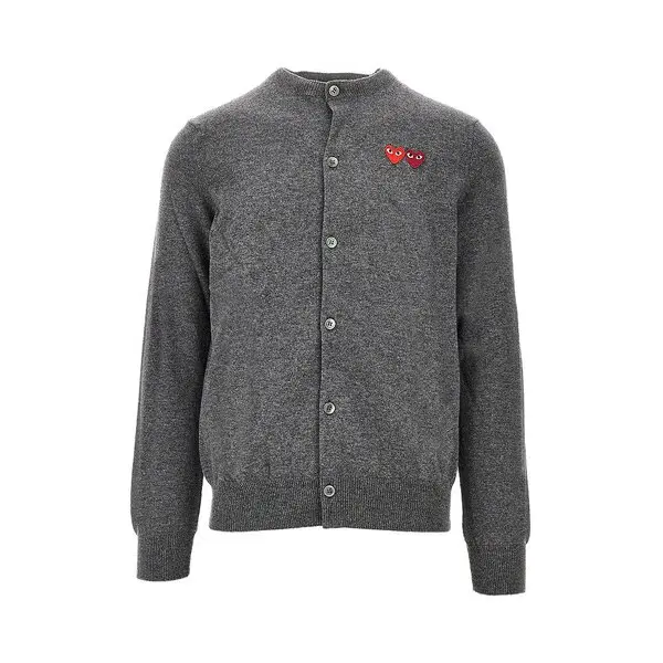 Play Comme Des Garcon Hearts Patches Wool Cardigan An