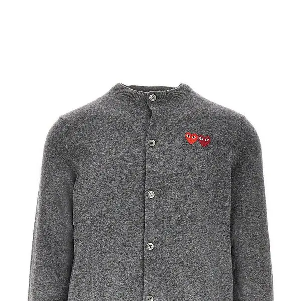 Play Comme Des Garcon Hearts Patches Wool Cardigan An