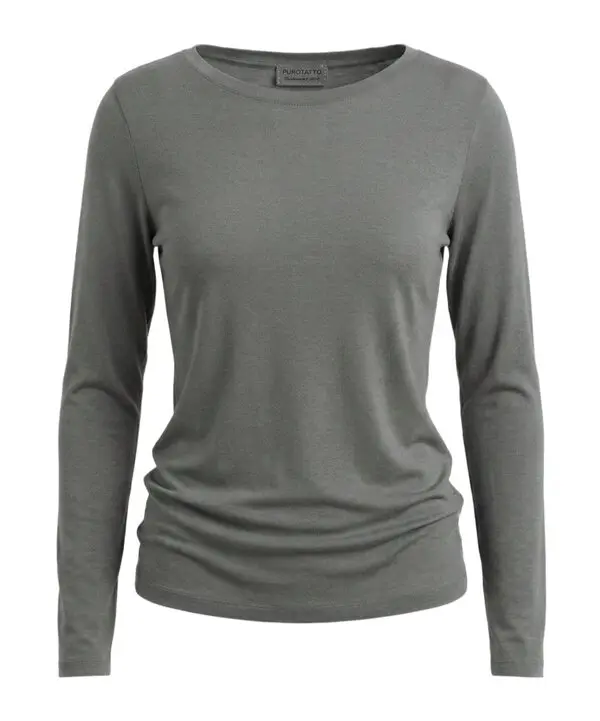 PUROTATTO Long-sleeve Round Neck Sweater - No