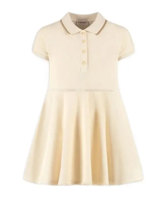 Moncler Pleated Polo Shirt Dress - Beige