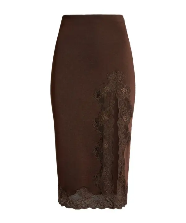 Balmain Knit Midi Skirt With Lace
