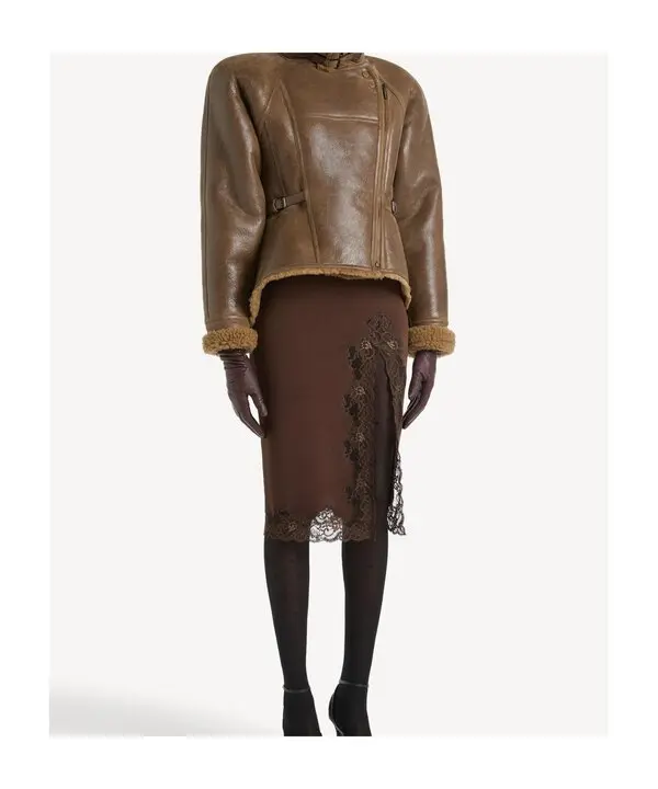 Balmain Knit Midi Skirt With Lace