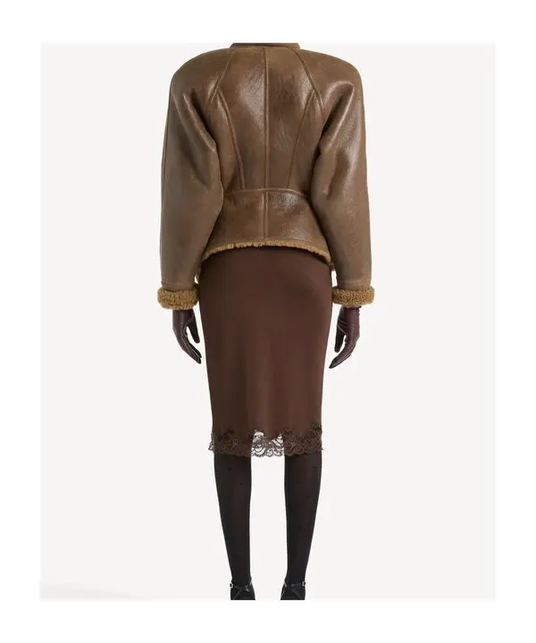 Balmain Knit Midi Skirt With Lace