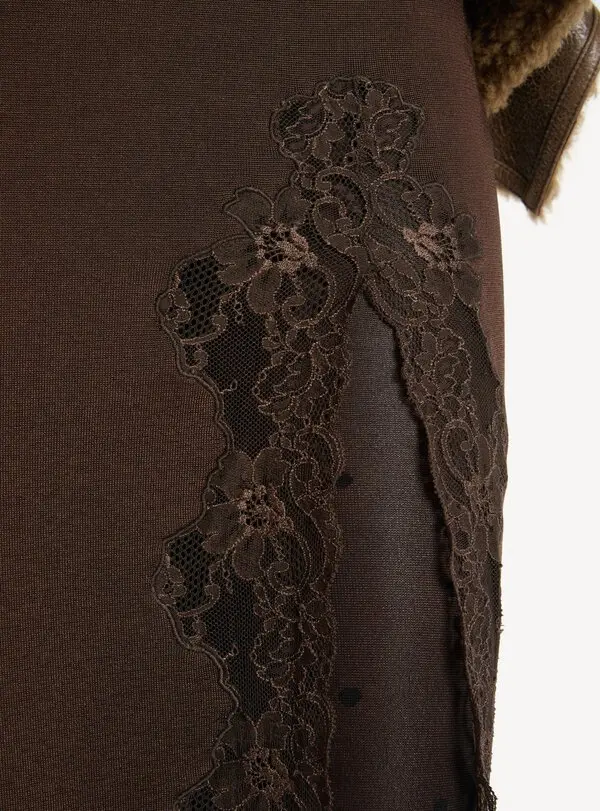 Balmain Knit Midi Skirt With Lace