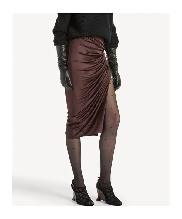 Balmain Flowing Jersey Midi Skirt With Slit