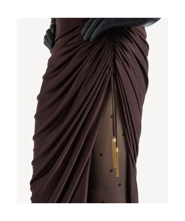 Balmain Flowing Jersey Midi Skirt With Slit