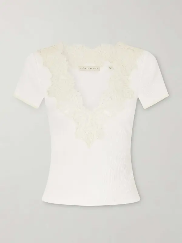 DÔEN Nalia Lace-trimmed Organic Cotton T-shirt