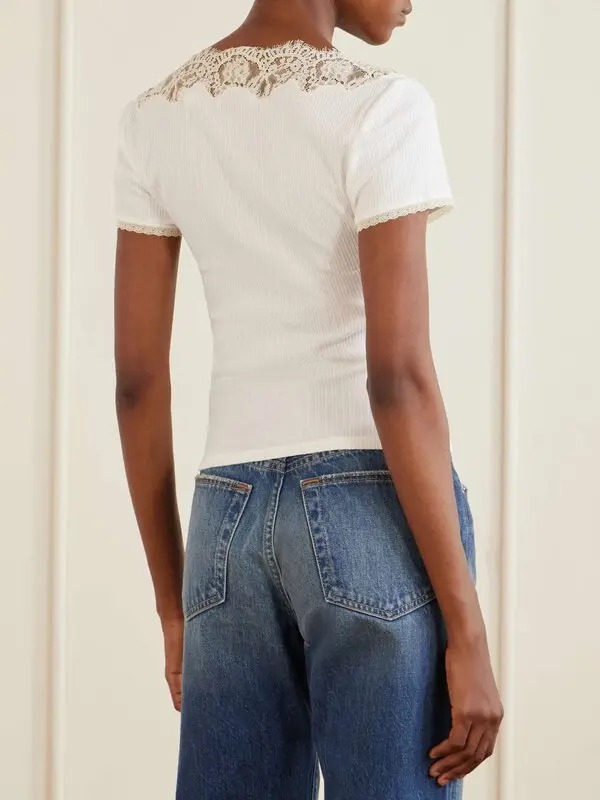 DÔEN Nalia Lace-trimmed Organic Cotton T-shirt