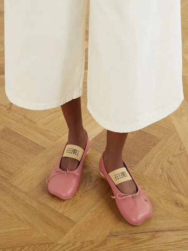 MAISON MARGIELA Leather Ballet Flats With Bow Detailing