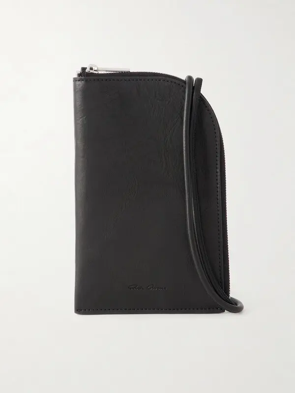 Rick Owens Leather Crossbody Wallet - Black