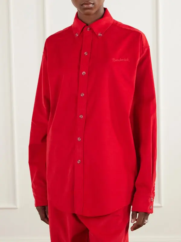 SANDERLAK Cotton Corduroy Button-down Shirt