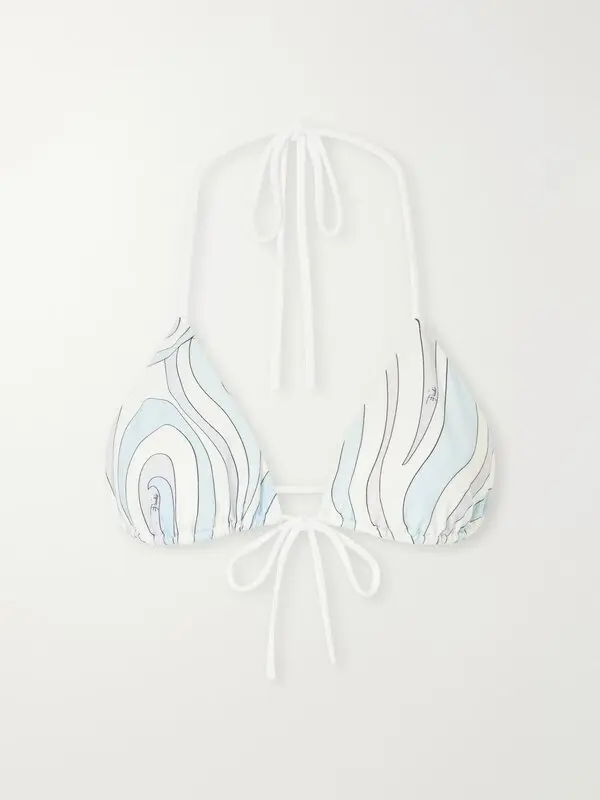 Emilio Pucci Printed Triangle Bikini Top - Blue