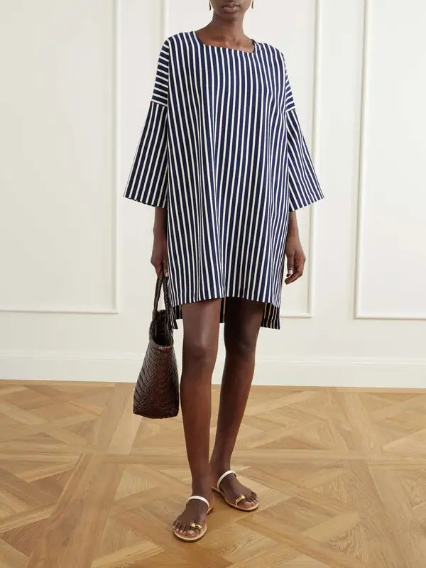LES VACANCES D'IRINA Mariniere Striped Cotton Mini Dress