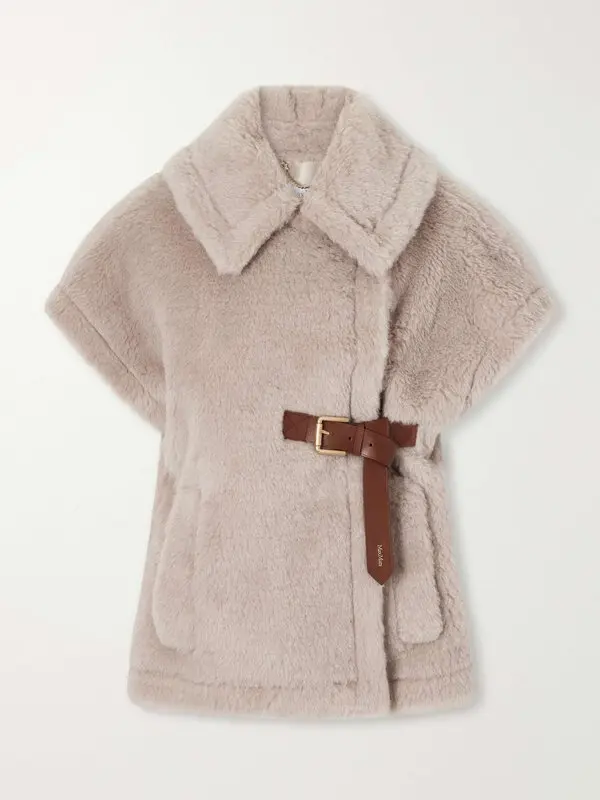 Max Mara Newabavo Belted Alpaca, Wool And Silk-blend Cape - Beige