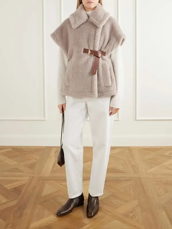 Max Mara Newabavo Belted Alpaca, Wool And Silk-blend Cape
